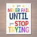 Classroom Decor School Classroom Poster, Never Stop Trying, Never Fail ...