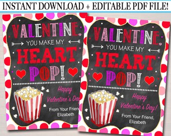 Valentines Day You Make My Heart Pop Popcorn Gift Tags. - Etsy