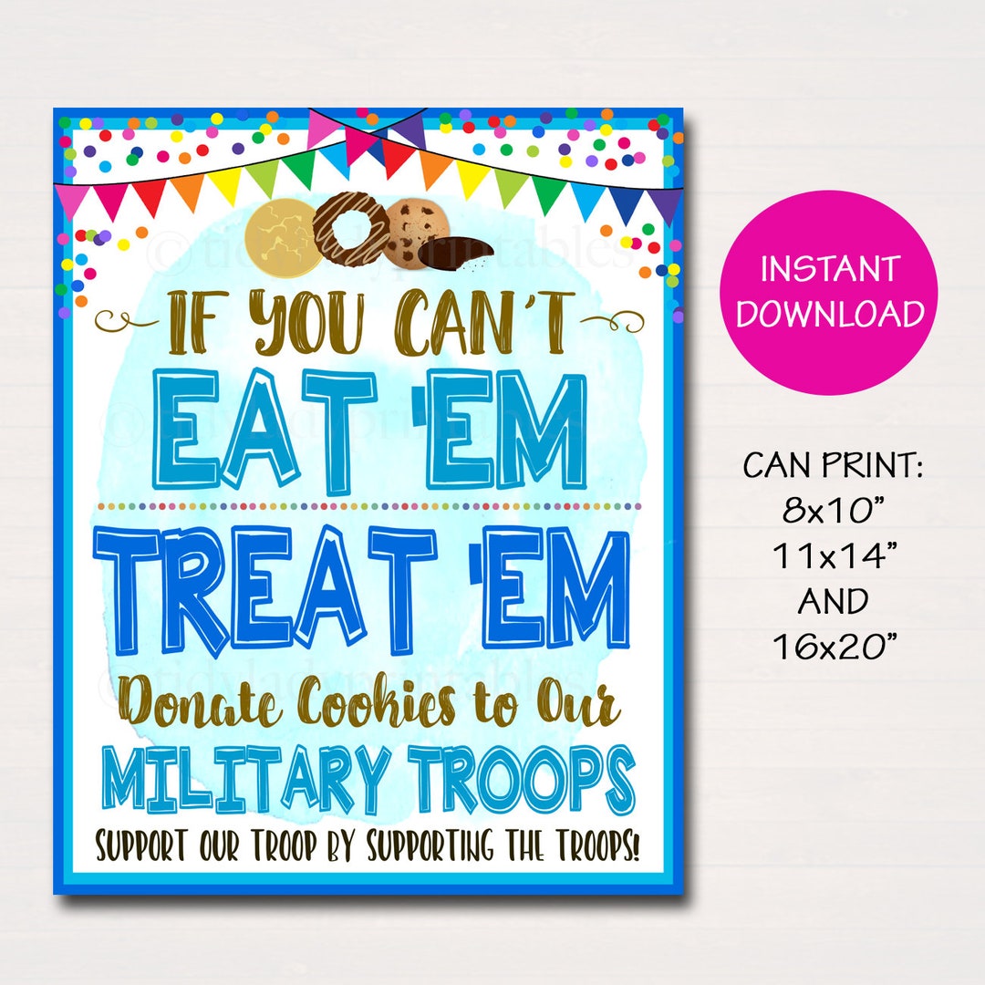 Donate Cookies to Troops Sign: Printable Cookie Booth Banner (instant ...