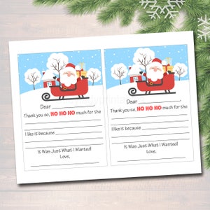 Kid's Christmas Thank You Cards, INSTANT DOWNLOAD, Printable Fill in ...