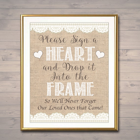Please Sign a heart, Shadow Box Wooden Heart Wedding Guest Book, Please ...