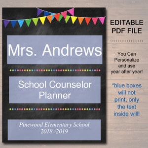Printable Counselor Planner: Editable School Psychologist Planner ...
