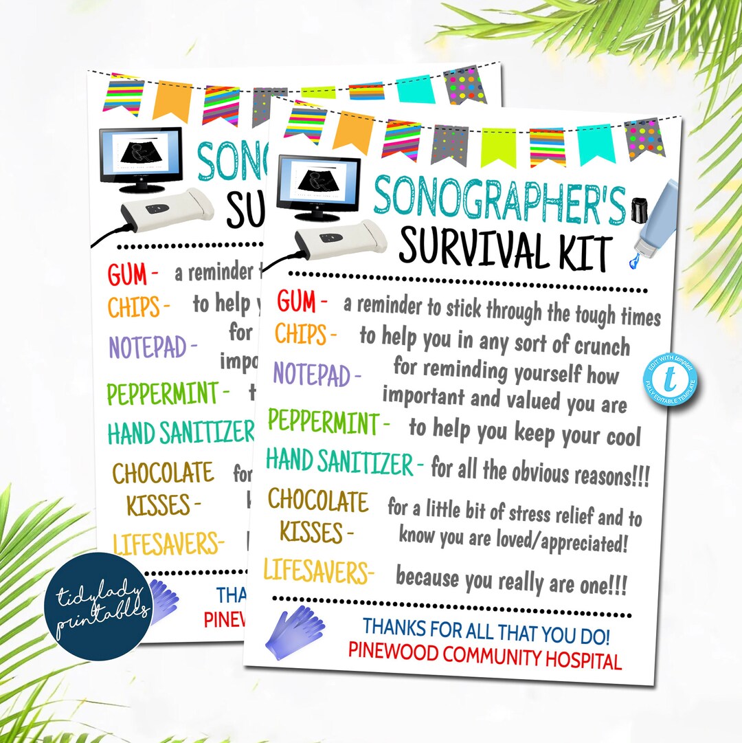 Sonographers Survival Kit Gift Tags, National Nurses Day, Sonographer ...
