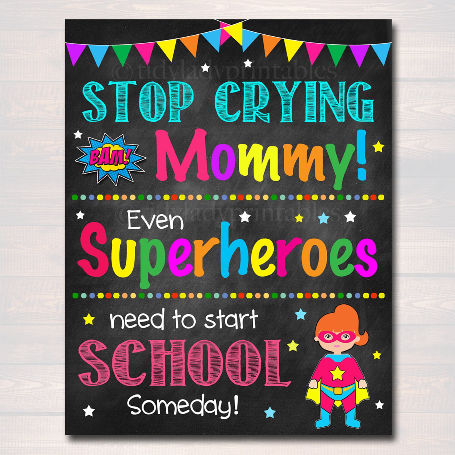 Stop Crying Mom Back to School Photo Prop Pre-k/kindergarten - Etsy