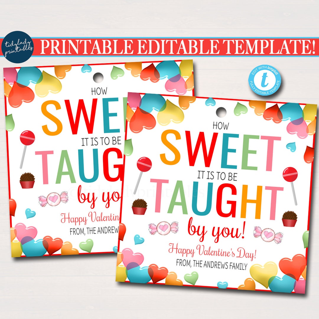 Valentine Teacher Gift Tags, How Sweet It is to Be Taught by You ...