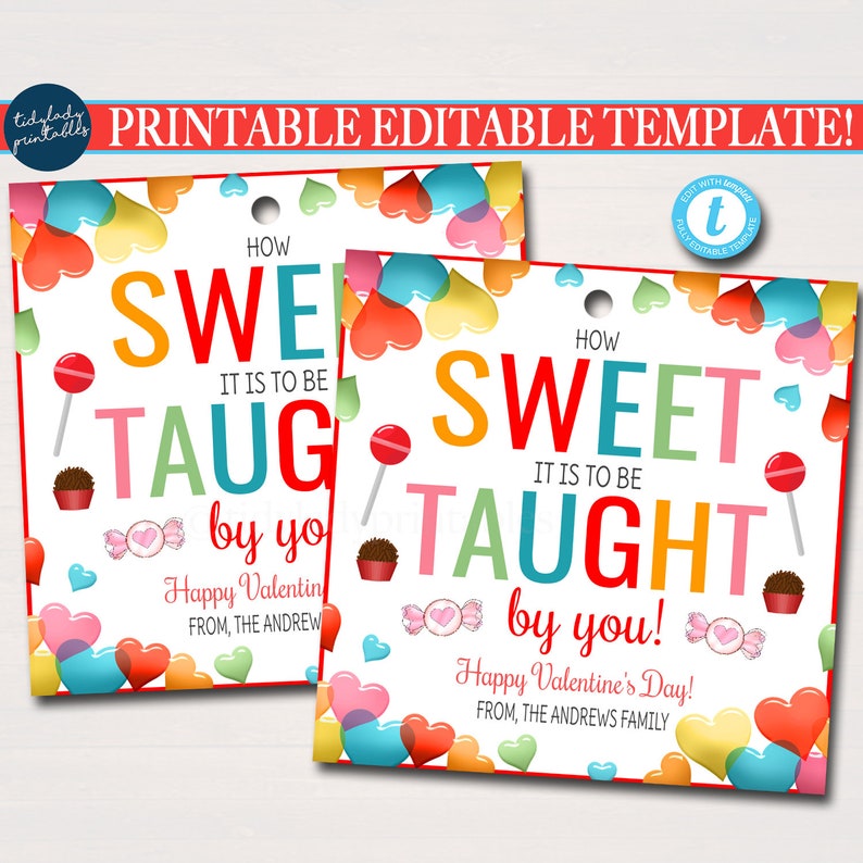 Valentine Teacher Gift Tags How Sweet It is to Be Taught by - Etsy
