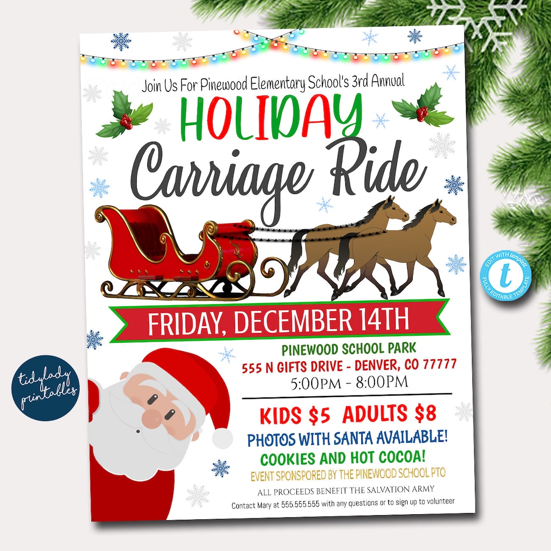 Christmas Carriage Ride Flyer: Holiday Festival, Editable Template - Etsy