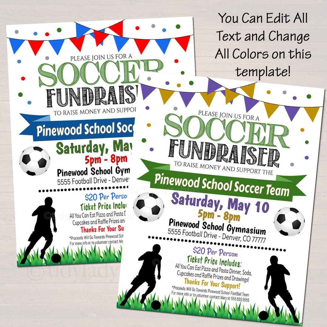 Editable Soccer Fundraiser Flyer: School Event, PTA PTO (digital) - Etsy