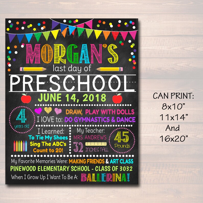 Editable Last Day of School Photo Prop: Chalkboard Sign (digital ...