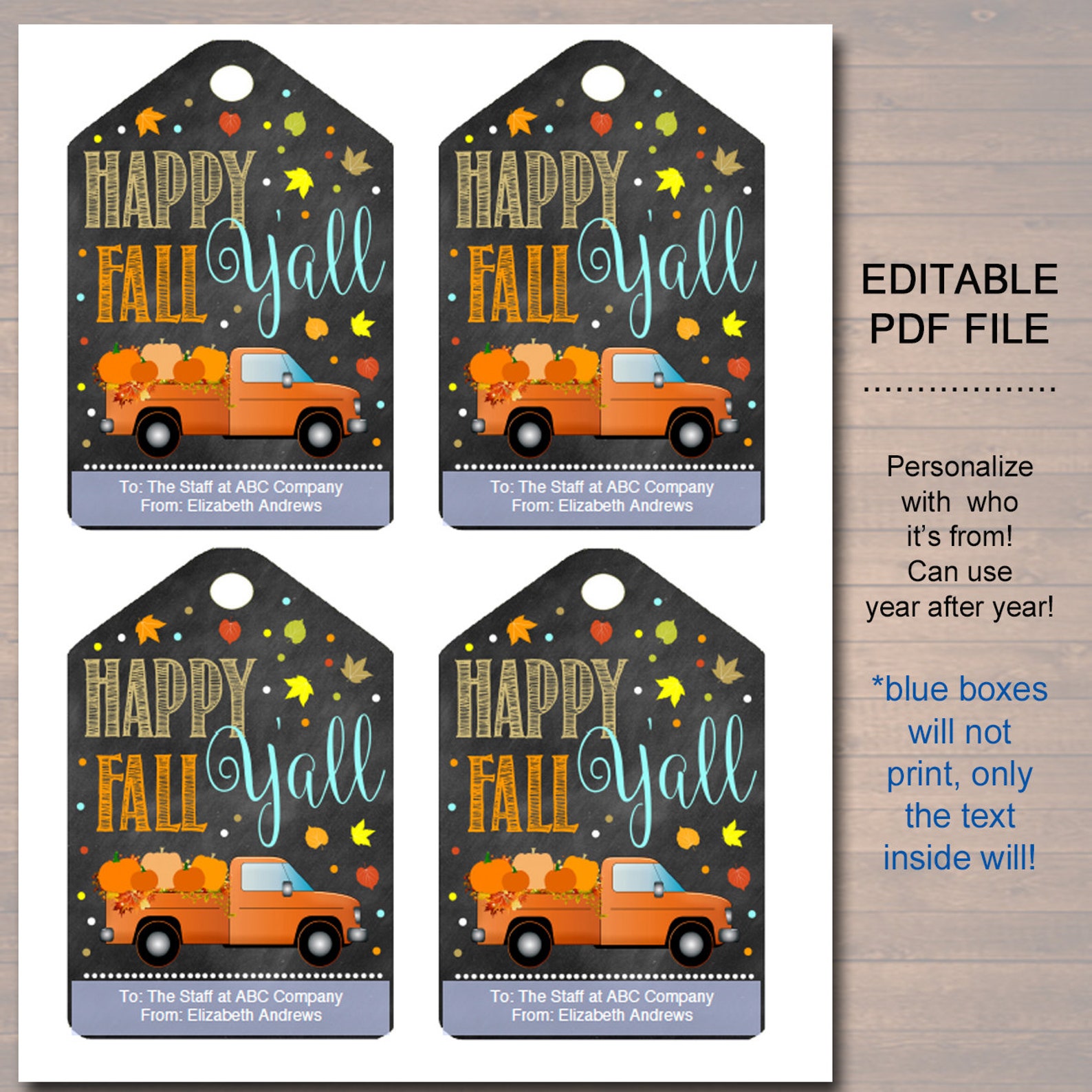 Fall Gift Tags Happy Fall Y'all Customer Appreciation - Etsy