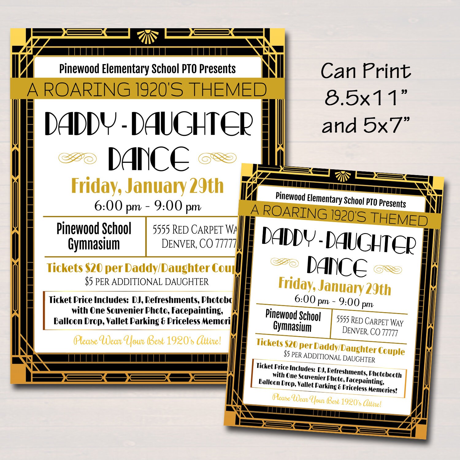 EDITABLE Daddy Daughter Dance Set School Dance Flyer - Etsy