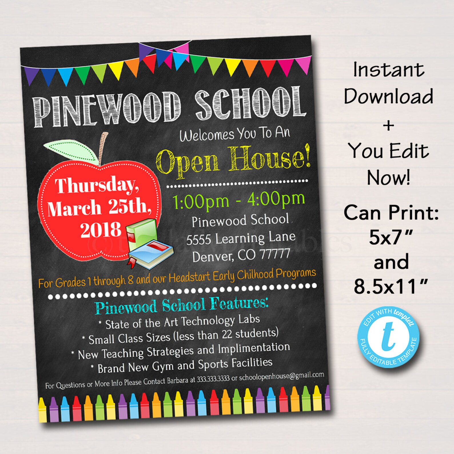 Editable School Open House Flyer: Printable Invitation (digital ...