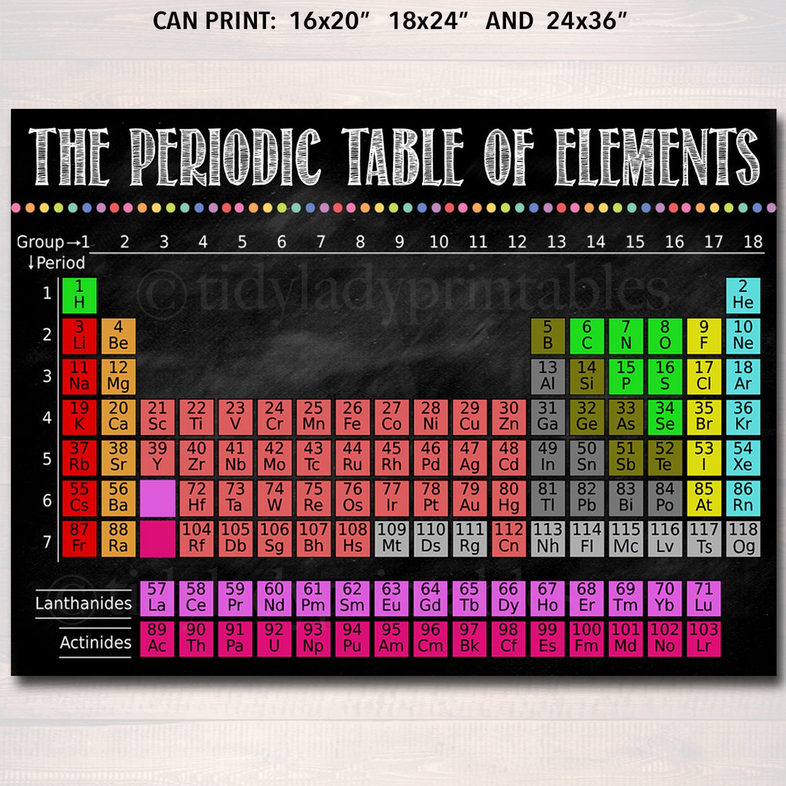 Periodic Table of Elements Scientific Printable Poster - Etsy