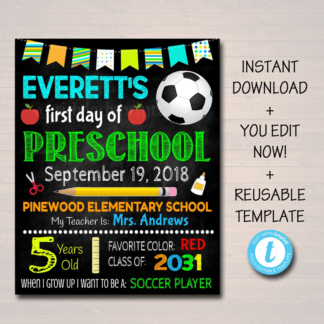 First Day of School Sign, Back to School Chalkboard Poster ...