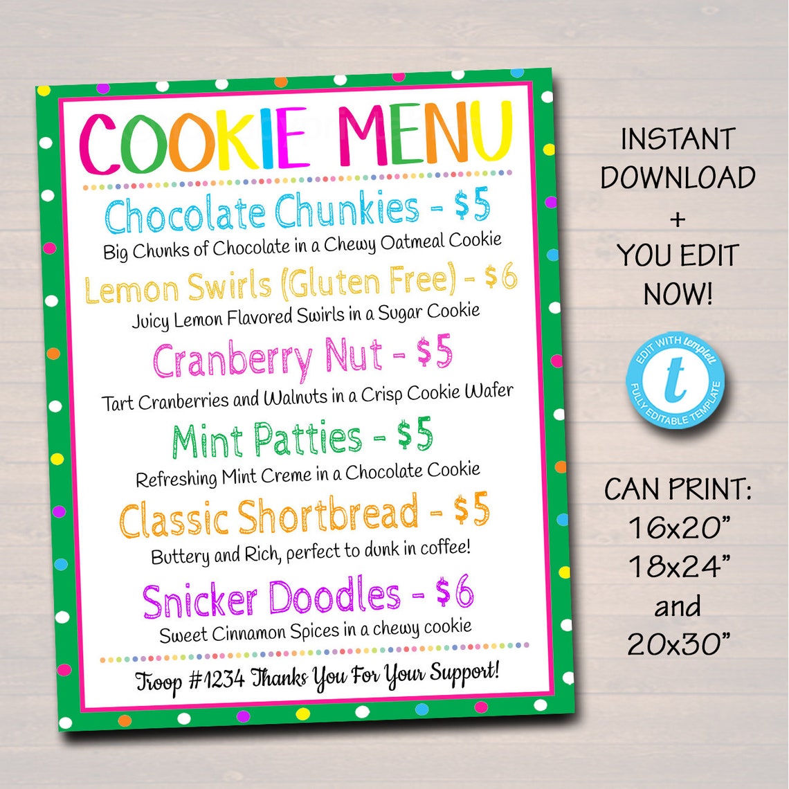 EDITABLE Cookie Booth Sign, Digital File, Troop Leader, Cookie Banner ...