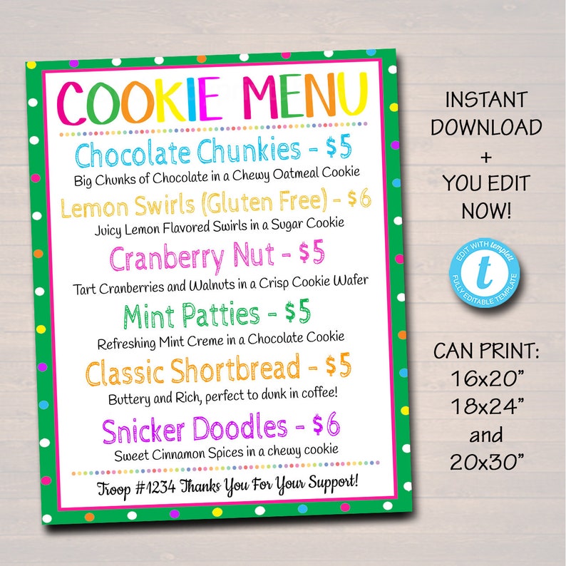 EDITABLE Cookie Booth Sign Digital File Troop Leader Cookie - Etsy