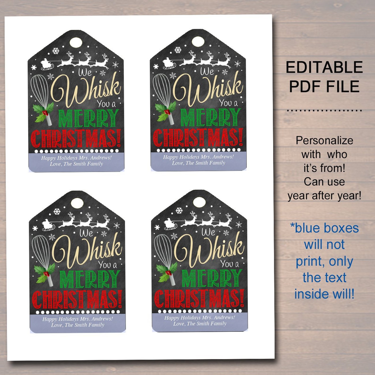 Christmas Gift Tags We Whisk You a Merry Christmas Holiday - Etsy