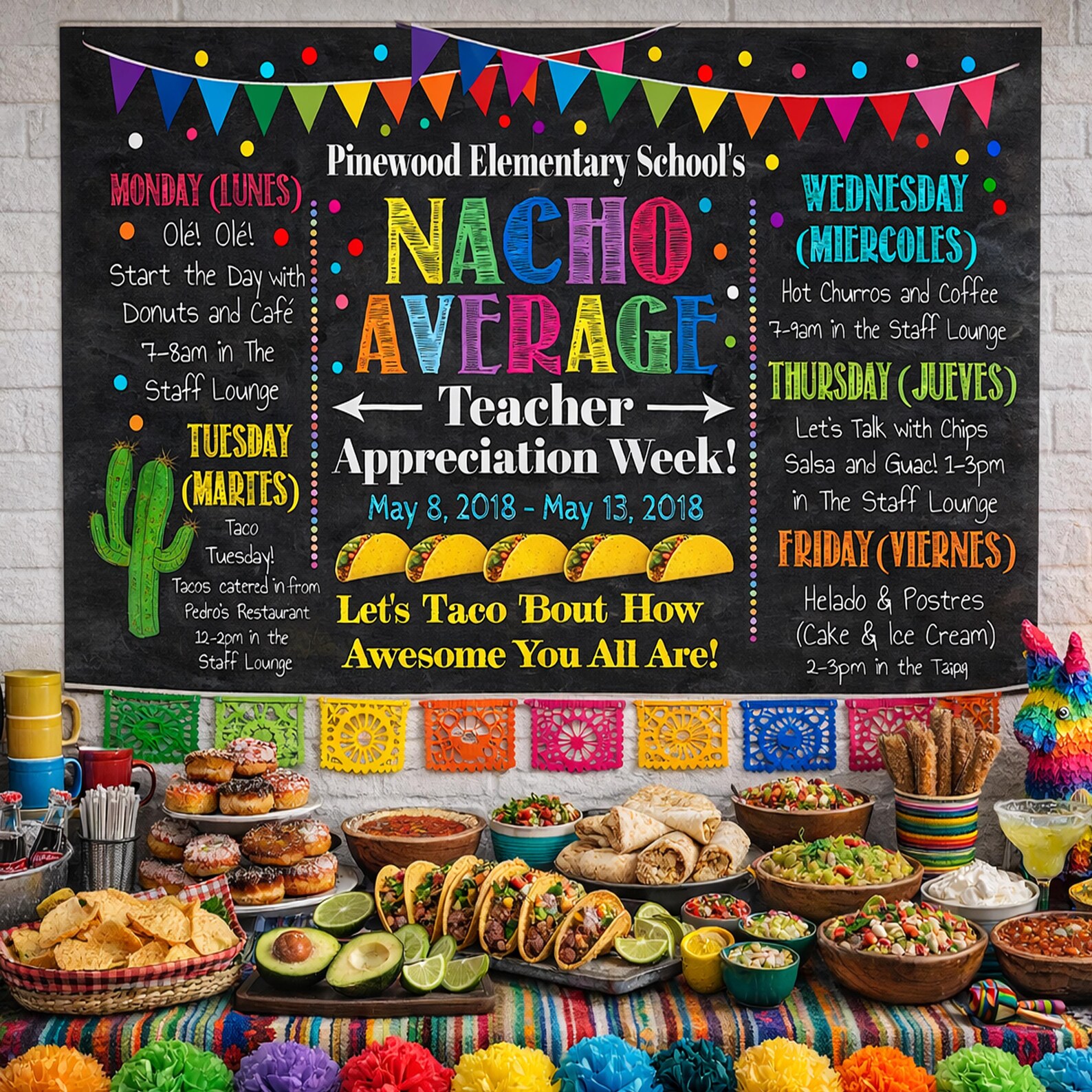 Editable Nacho Average Teacher Appreciation Week Itinerary Poster ...