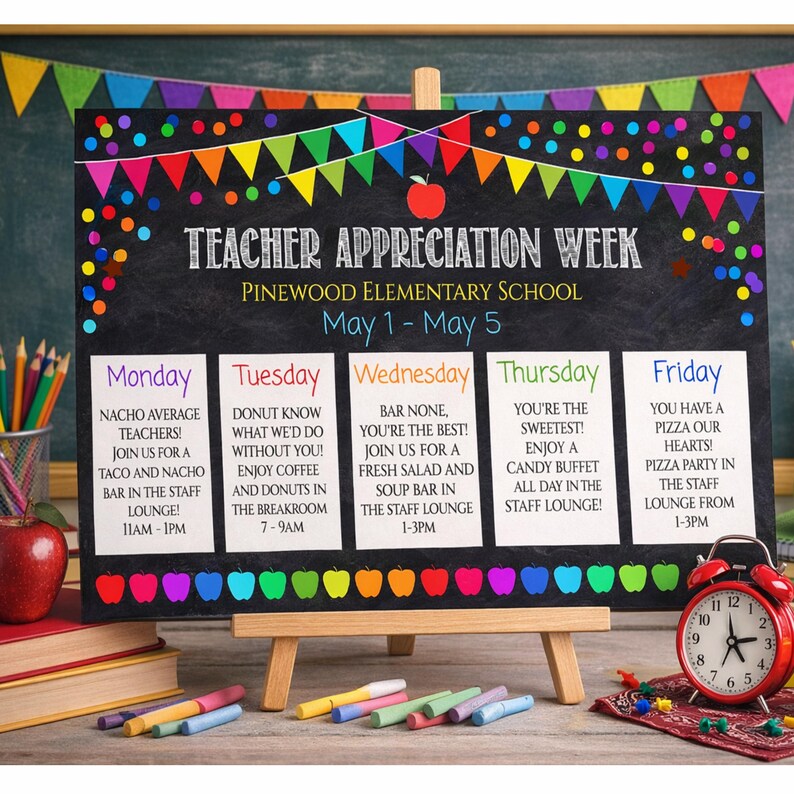 Editable Teacher Appreciation Week Itinerary Poster, Weekly Events ...