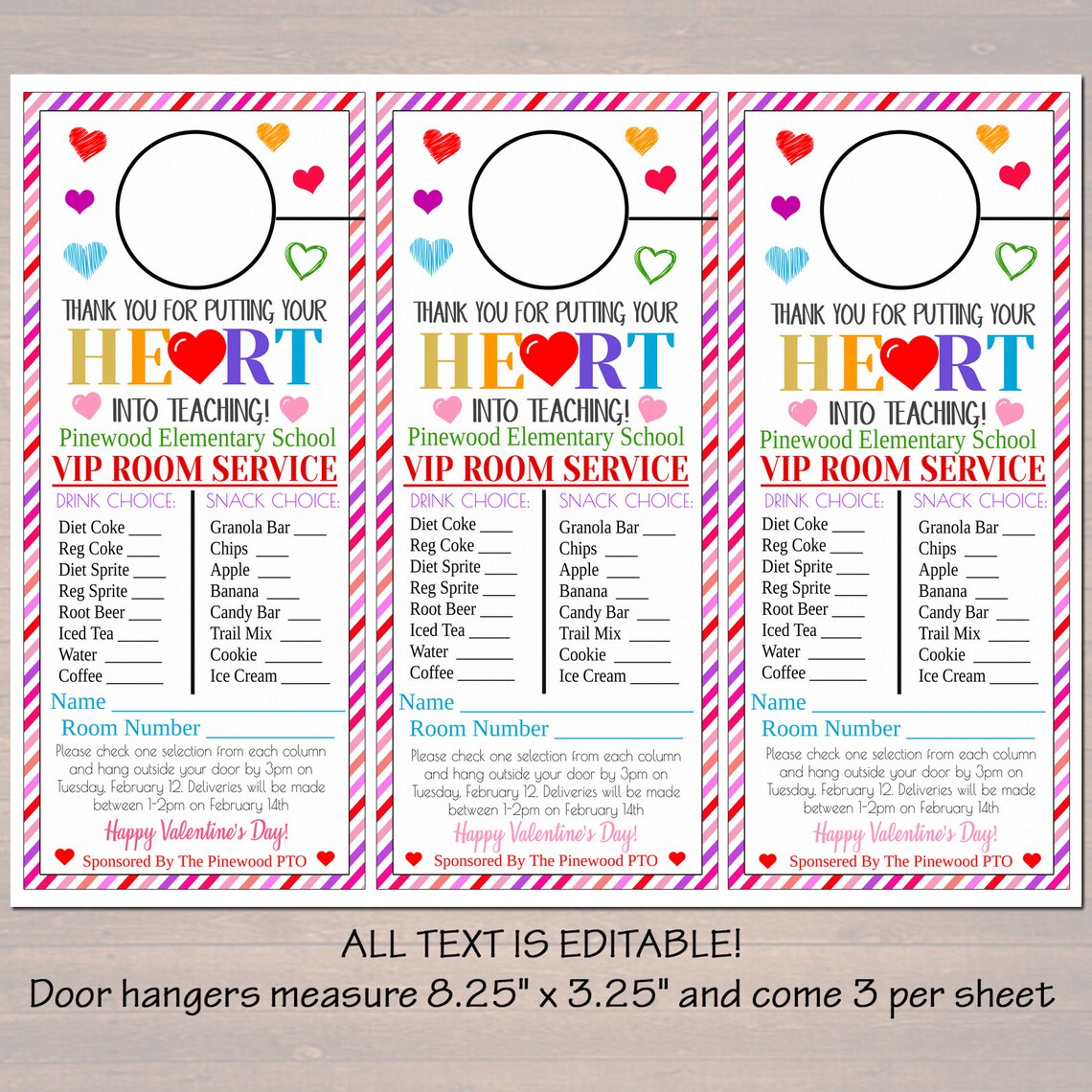 Printable/editable VIP Room Service Valentine's Day Thank - Etsy