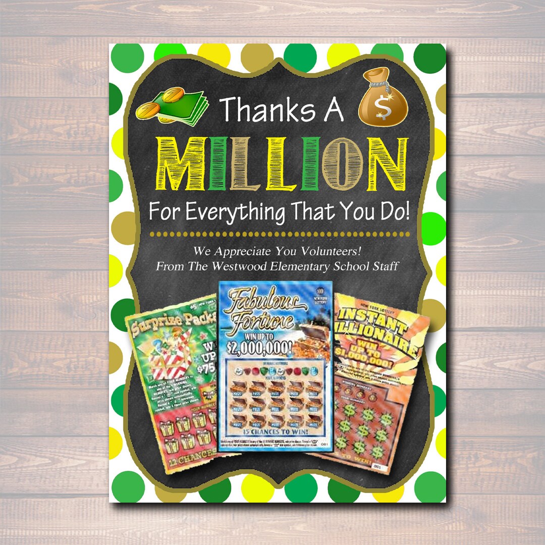 EDITABLE Thank You Lottery Ticket Holder, Printable Teacher ...