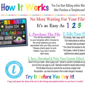 EDITABLE Outer Space Theme Teacher Classroom Door Sign, Teacher Door ...
