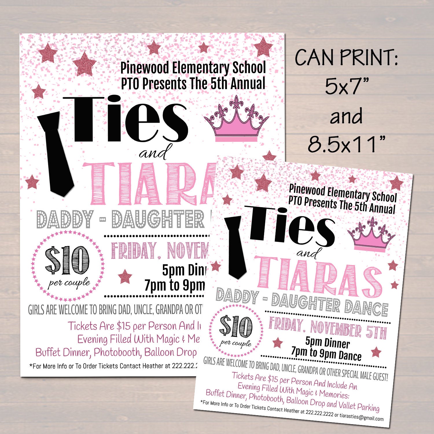 Editable Ties and Tiaras Theme Daddy Daughter Dance Flyer Ties & Tiaras ...