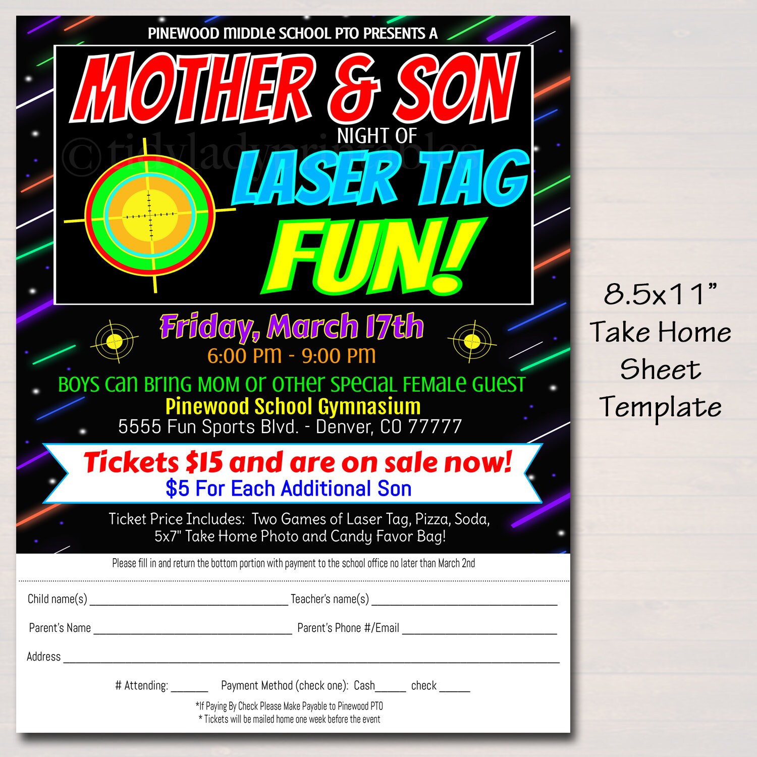 Laser Tag Event Flyer Set: Mother Son Date Night (INSTANT DOWNLOAD) - Etsy