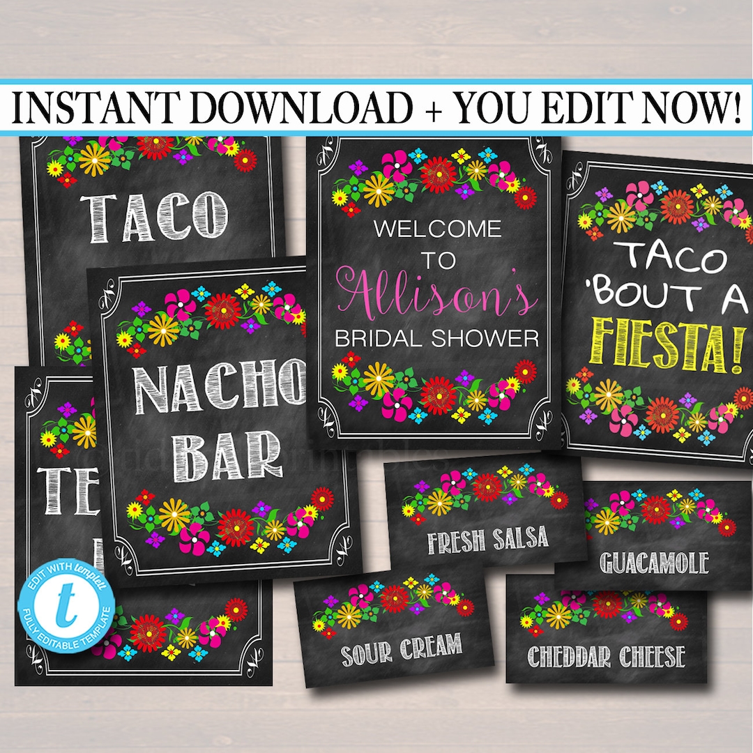 Editable Fiesta Signs, Printable Mexican Theme Party Decor, Graduation ...