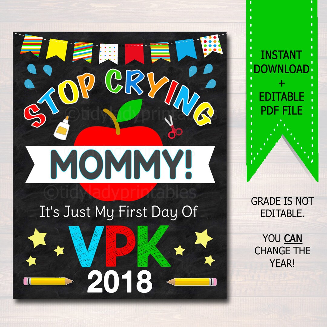 Stop Crying Mommy Back to School Photo Prop, VPK Boy School, Mom ...