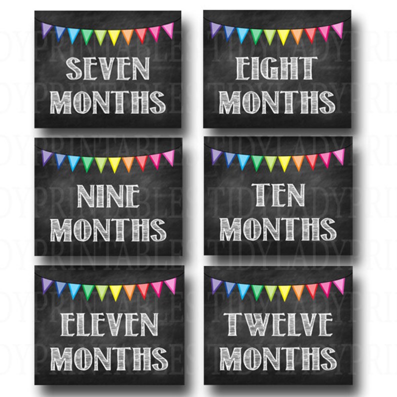Month by Month Baby Printable Photo Prop Signs Chalkboard - Etsy