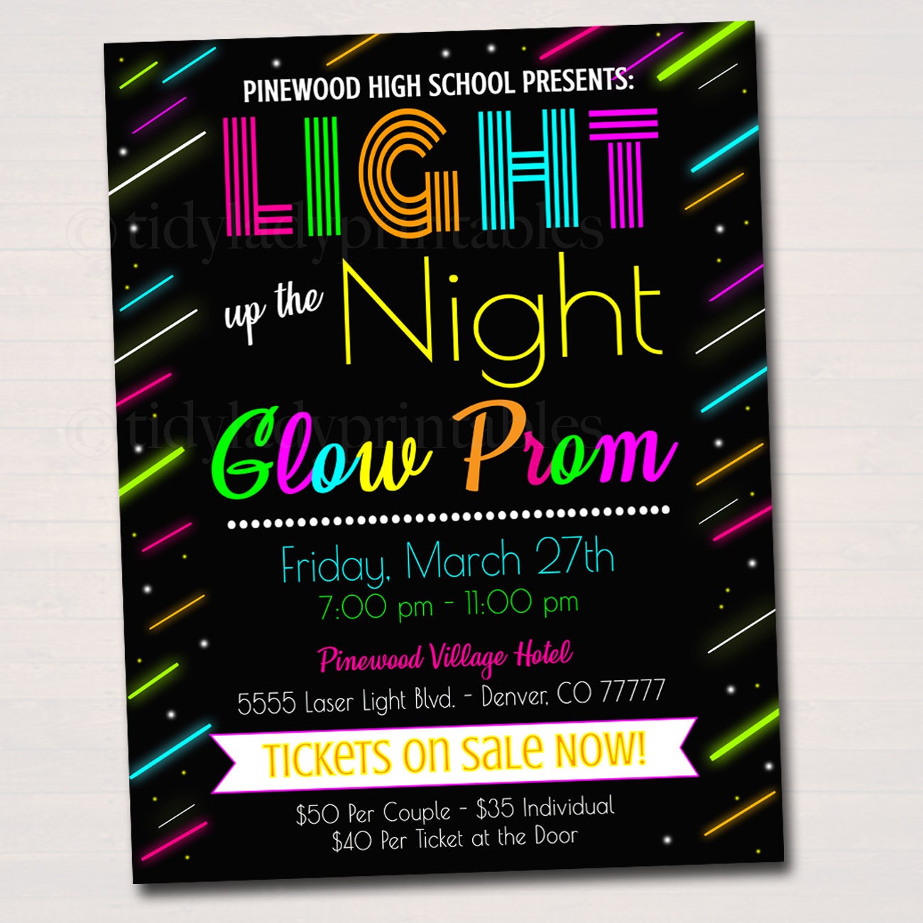 EDITABLE Prom Ticket/invite Flyer Set School Dance Digital - Etsy