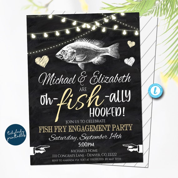 Editable Fish Fry Engagement Party Invitation, Couples Shower Wedding ...
