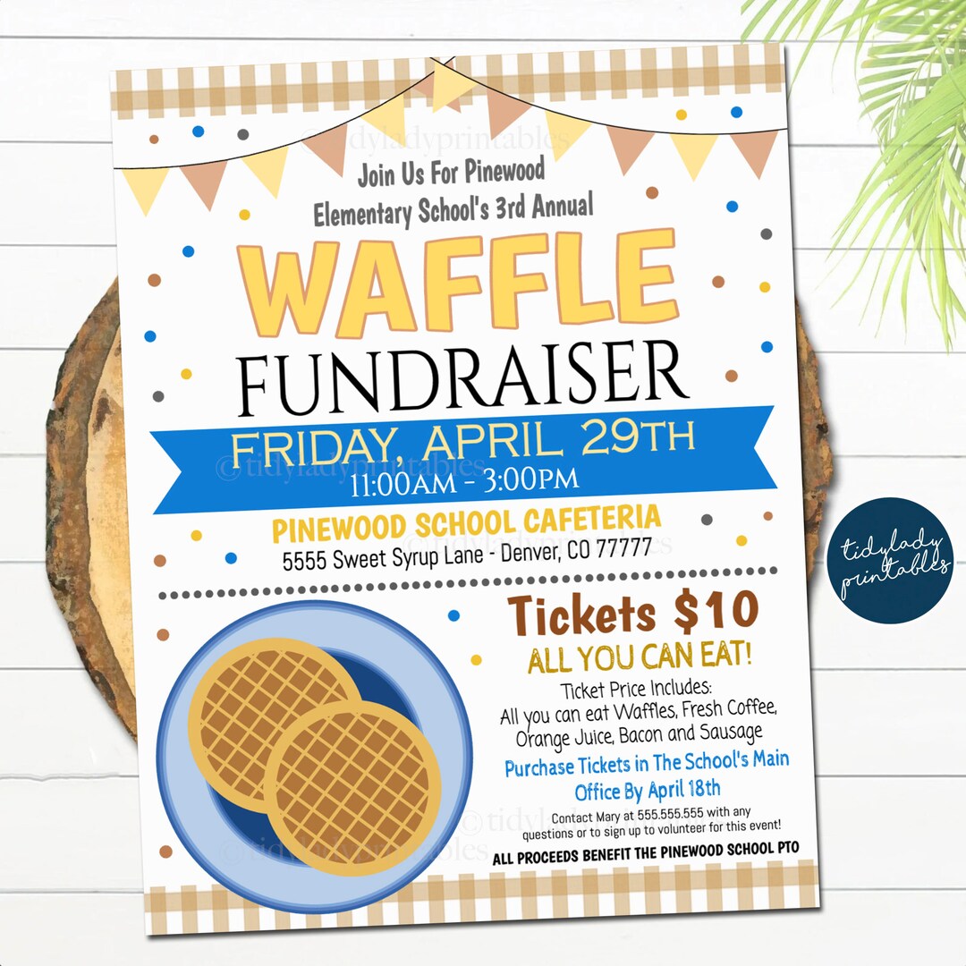 Waffle Fundraiser Flyer: Church, School, Community Event (EDITABLE ...