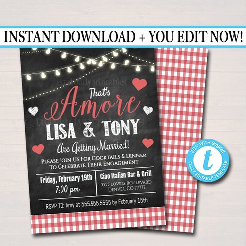 Italian Dinner Party Invitation Printable Invite or Printed - Etsy
