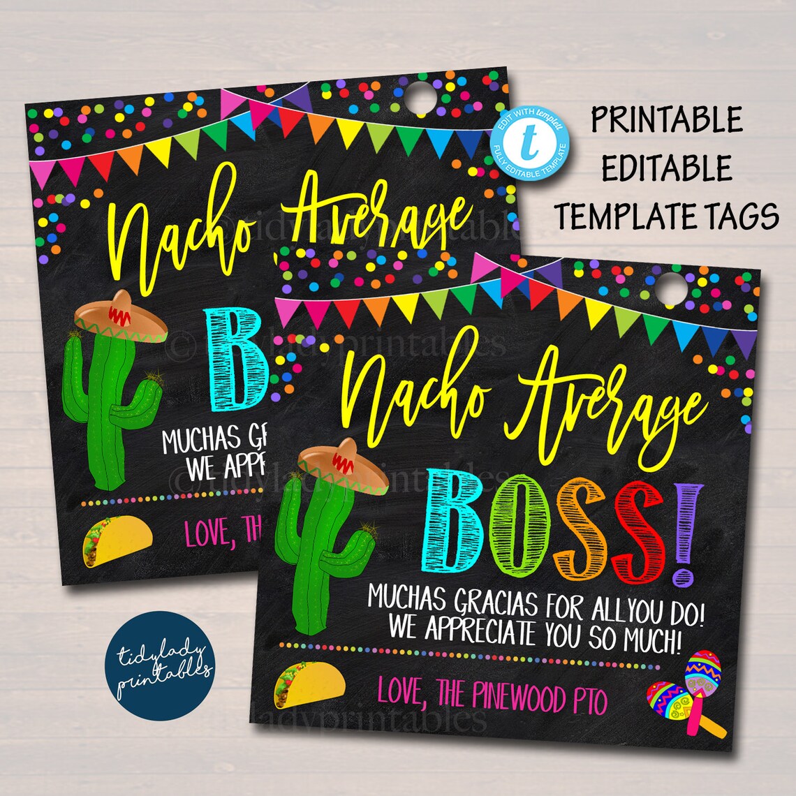 Nacho Average Boss Gift Tags Fiesta Mexican Theme Work - Etsy