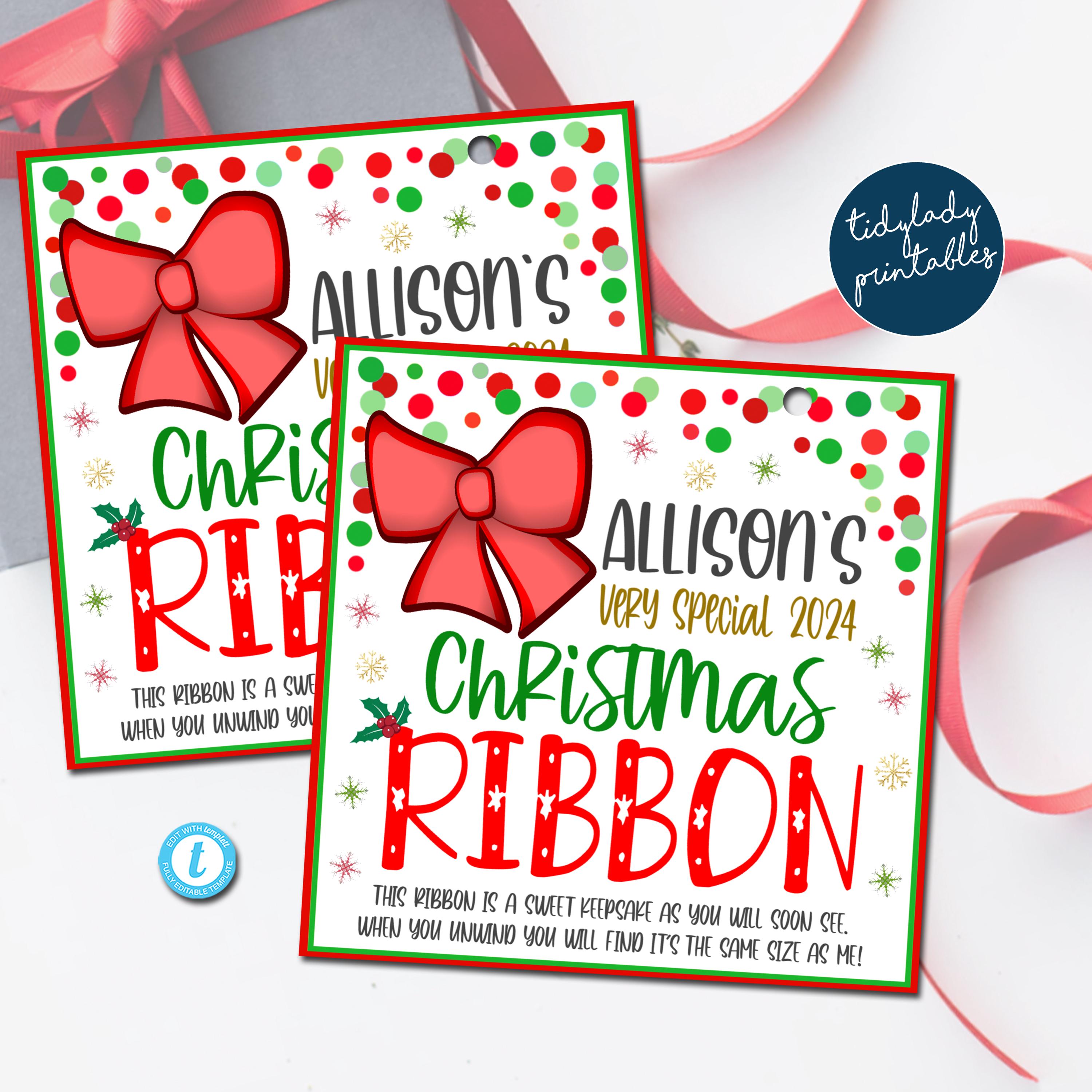 Christmas Ribbon Ornament Tag Template: Keepsake Gift (EDITABLE) - Etsy