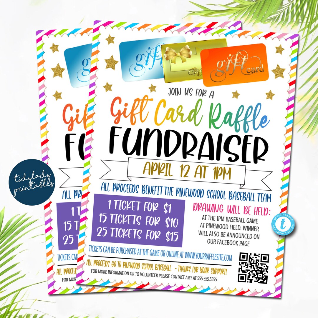 Gift Card Raffle Fundraiser Flyer Template (digital Download) - Etsy