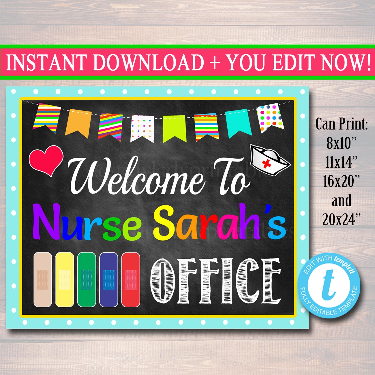 Personalized School Nurse Office Sign: Printable Decor (digital ...