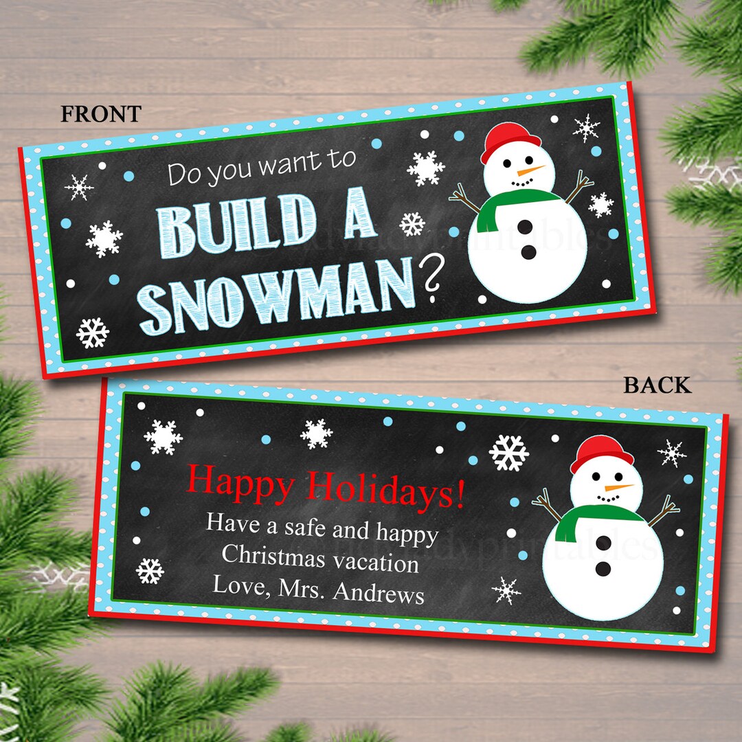 EDITABLE Snowman Bag Toppers Printable Build a Snowman Tags - Etsy UK