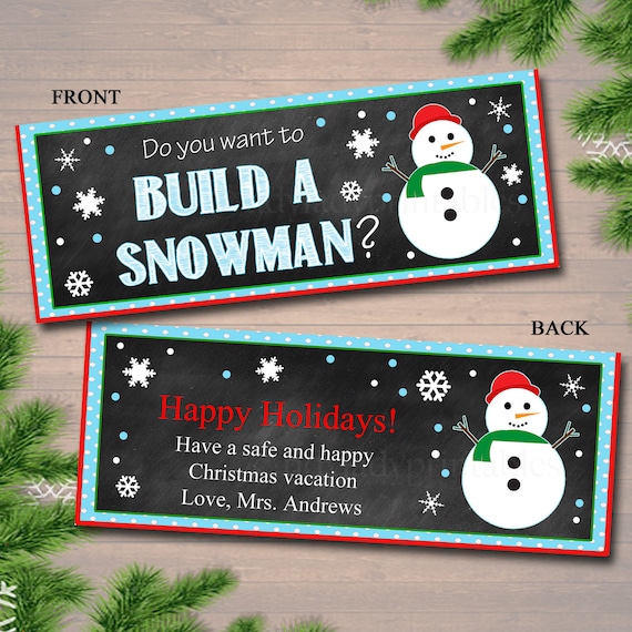 EDITABLE Snowman Bag Toppers, Printable Build a Snowman Tags, INSTANT ...