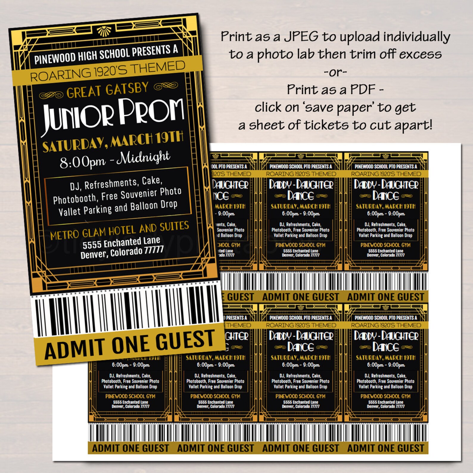 EDITABLE Prom Set School Dance Flyer Invitation Ticket - Etsy