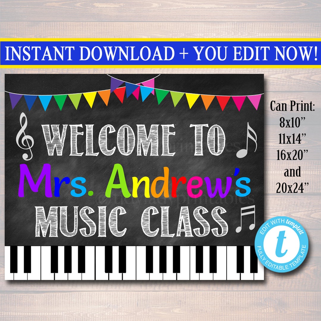 Music Teacher Classroom Door Sign, Printable Classroom Decor, Custom ...
