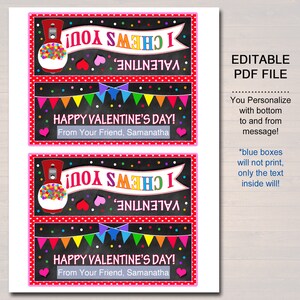 EDITABLE Bubble Gum Valentine's Day Gift Tags, Friend Classroom ...
