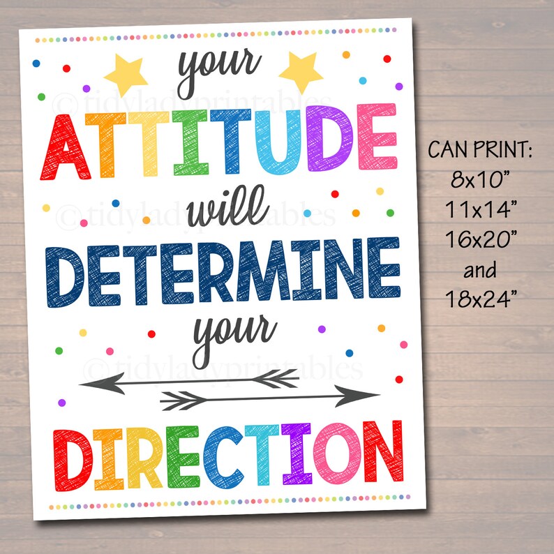 Motivational Classroom Poster: Positive Attitude Decor (digital ...