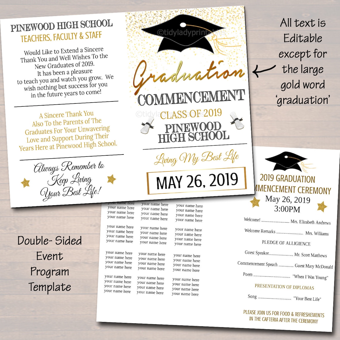 Editable Graduation Ceremony Program Template (digital Download) - Etsy
