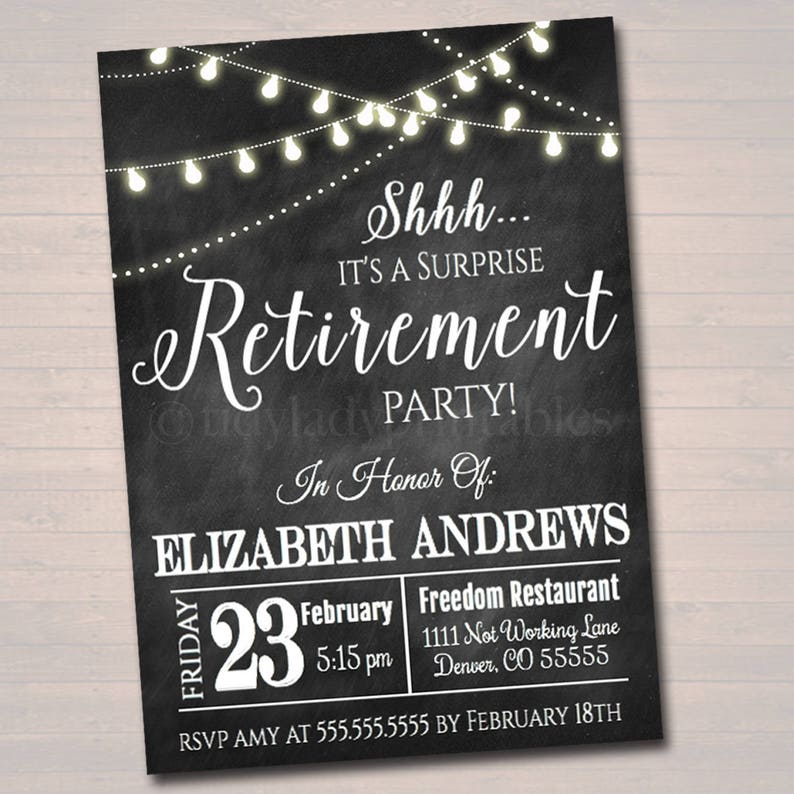 Editable Surprise Retirement Invitation Chalkboard Printable | Etsy