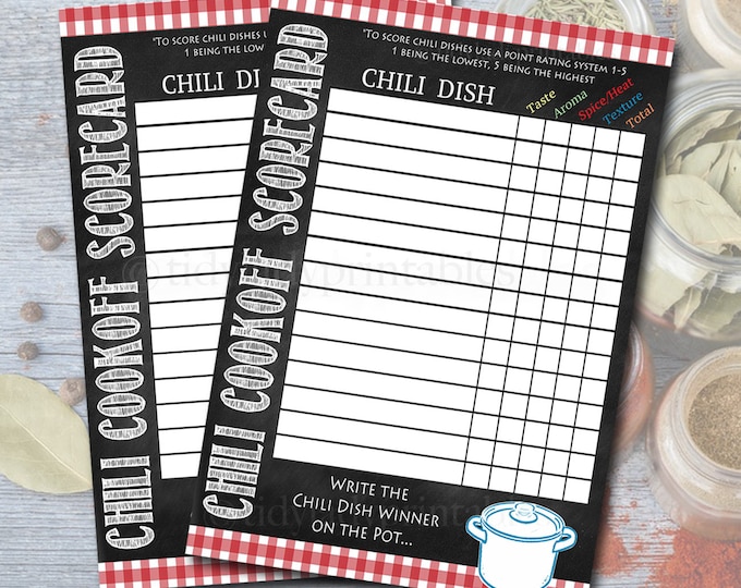 Chili Cook-off Voting Score Sheet Printable Instant Digital - Etsy