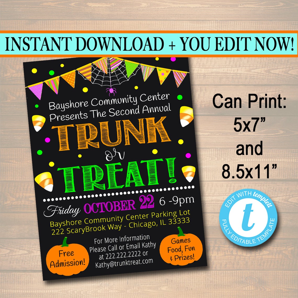 EDITABLE Trunk or Treat Flyer/invitation Printable Halloween - Etsy