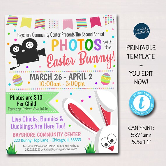 Photos With the Easter Bunny Flyer Printable Invite School - Etsy